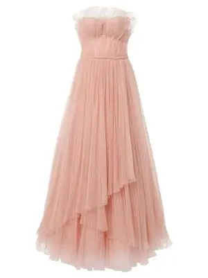 Costarellos Marinel Plissé Tulle Gown - Pink