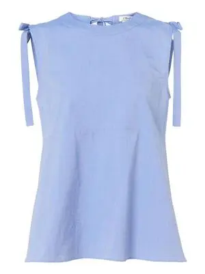 Max Mara Cotton Canvas Tie Top - Blue