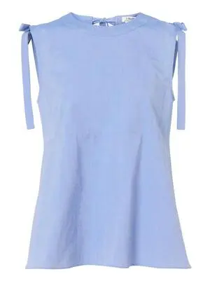 Max Mara S Max Mara Cotton Canvas Tie Top Blue