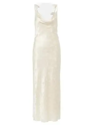 Remain Birger Christensen Bridal Silk Satin Jacquard Midi Dress - White
