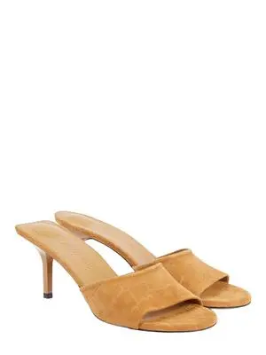 Jacquemus Cubisto 70 Croc-effect Suede Mules - Beige