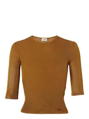 Saint Laurent Cassandre Knitted Top - Brown