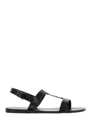Saint Laurent Cassandre Leather Sandals - Black