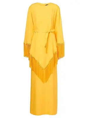 TALLER MARMO Fringed Crêpe Cady Kaftan - Yellow