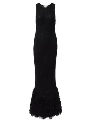 Khaite Fiore Silk And Cashmere Maxi Dress - Black
