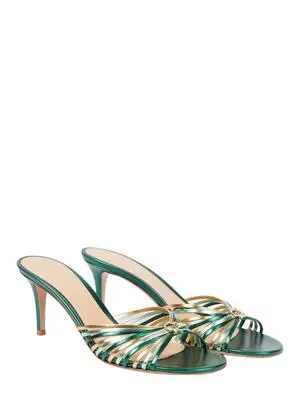GIANVITO ROSSI Vyna 70 Metallic Leather Mules - Green