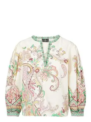 Etro Printed Cotton Blouse - White