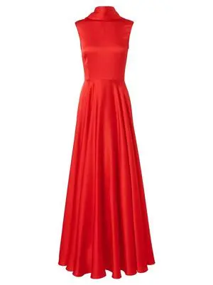 Solace London Emelia Scarf-detail Gown - Red