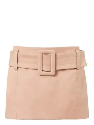 Patou Belted Cotton Twill Miniskirt - Beige
