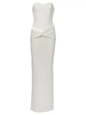Alex Perry Draped Crêpe Jersey Corset Maxi Dress - Black