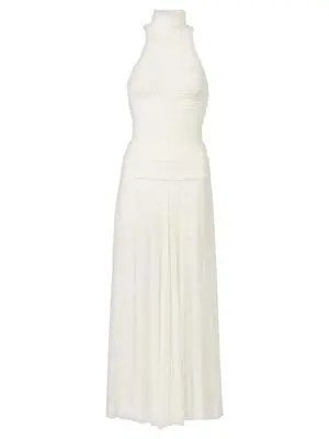 Magda Butrym Ruched High-neck Maxi Dress - White
