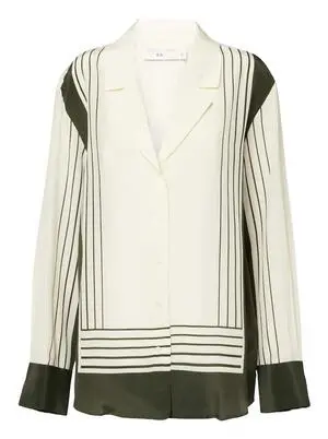 Sir The Label Leilana Striped Silk Crêpe De Chine Shirt - White
