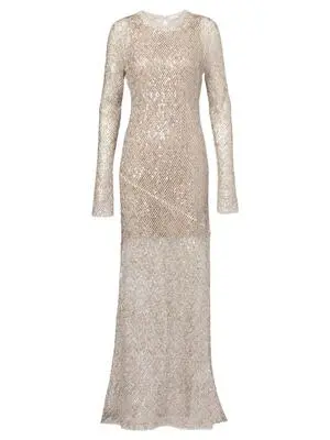 Brunello Cucinelli Sequined Gown - Silver