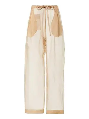 Khaite Trenton Wide-leg Organza Pants - Beige