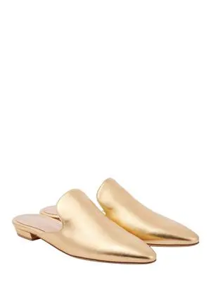 GIANVITO ROSSI Raja Metallic Leather Mules - Gold