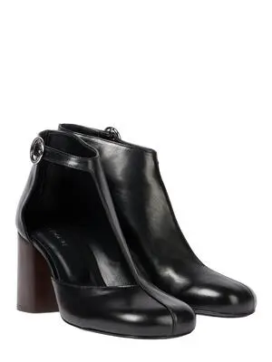 LEMAIRE Cutout Leather Ankle Boots - Black
