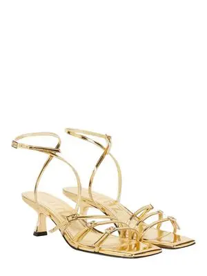 SOULIERS MARTINEZ Teresa 80 Metallic Leather Sandals - Gold