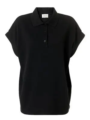Saint Laurent Cassandre Piqué Polo Shirt - Black