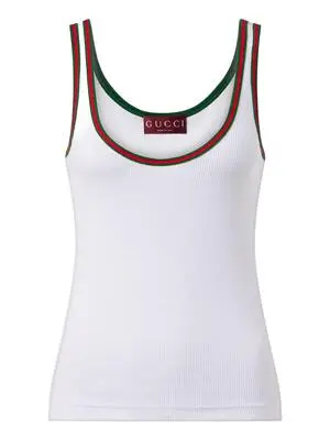 Gucci Ribbed-knit Cotton Tank Top - White