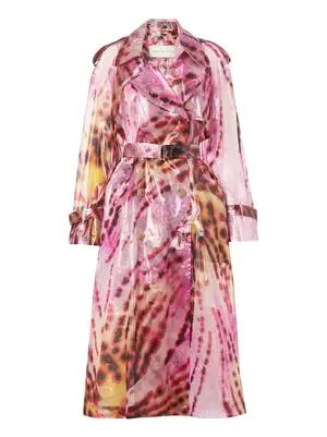 Dries Van Noten Printed Double-breasted Trench Coat - Pink