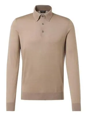 Zegna Cashmere And Silk Polo Sweater - Beige
