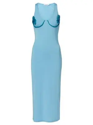 NENSI DOJAKA Cosimina Floral-appliqué Midi Dress - Blue