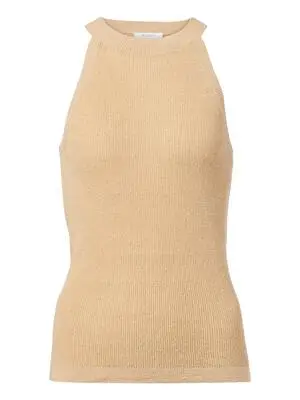 Max Mara Lolly Linen And Silk-blend Top - Black