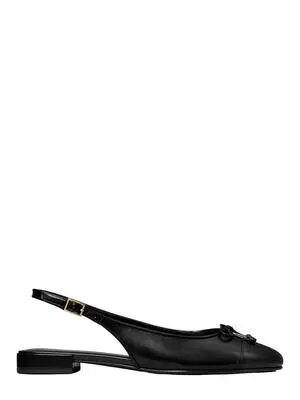 Tory Burch Leather Ballerinas - Black