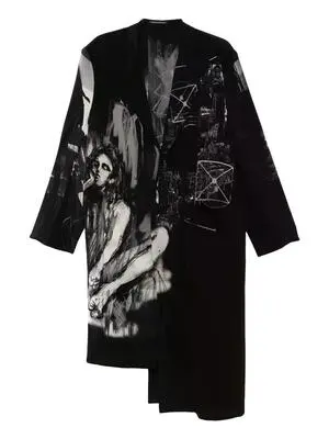 Yohji Yamamoto Printed Coat - Black