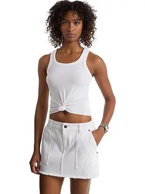 Michael Kors Tie-front Ribbed Knit Tank Top - White