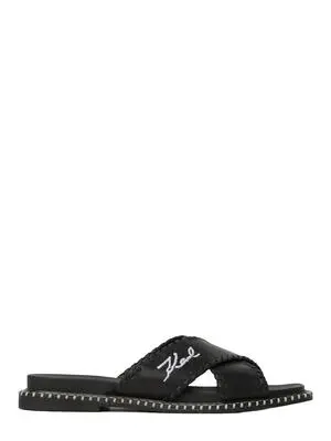 Karl Lagerfeld Lleo Whipstitch Sandals - Black