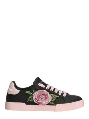 Dolce & Gabbana Floral-print Sneakers - Black