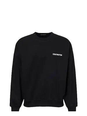 COLE BUXTON Logo-Print Relaxed-Fit Cotton Sweatshirt Black
