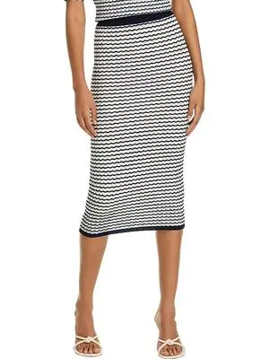 Essentiel Antwerp Wavy Striped Midi Skirt - Dark Sapphire