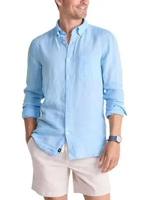 Vineyard Vines Surfside Regular Fit Button Down Linen Shirt - Jake Blue