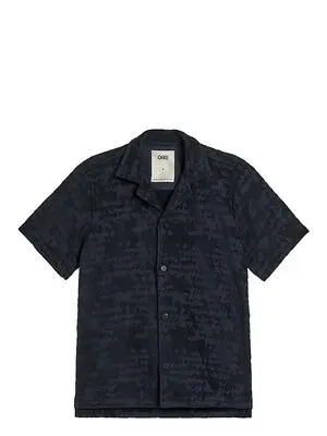 Oas Night Lagoon Terry Camp Shirt - Blue