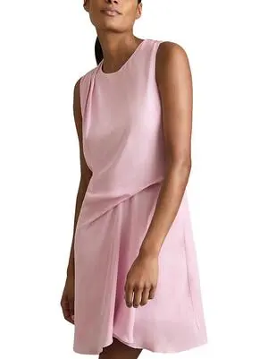 REISS Elina Short Drape Dress - Pale Pink