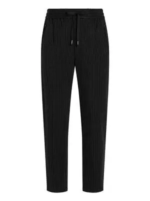 Dolce & Gabbana Pinstripe Jersey Jogging Pants With Dg Patch - Multicolor