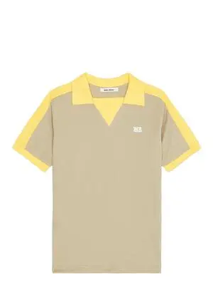 WALES BONNER Home Jersey Polo In Beige - Beige & Yellow