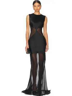 Alejandra Alonso Rojas Abstract Sheer Gown - Black