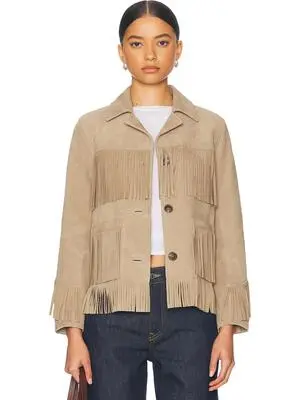 GRLFRND Joni Suede Fringe Jacket - Desert Sand