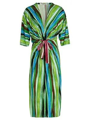 Diane Von Furstenberg Liza Striped Jersey Midi Dress - Green