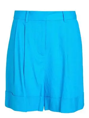 Diane Von Furstenberg Shiana Pleated Slub Woven Shorts - Azure