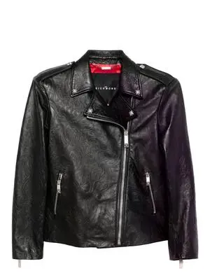 John Richmond Embossed Biker Jacket - Black