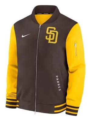 Nike Authentic Collection Dugout Mlb Full-zip Bomber Jacket - Brown