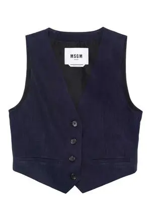 MSGM Slub-texture Waistcoat - Blue