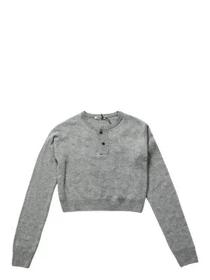 Auralee Fine-knit Henley-neck Sweater - Grey