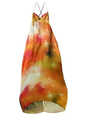 YANGKEHAN Silk Maxi Dress - Orange