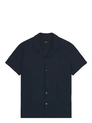 Rails Amalfi Button Down Shirt In Blue - Navy Seersucker