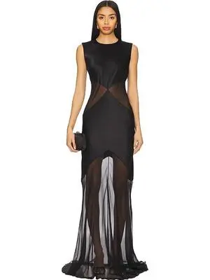 Alejandra Alonso Rojas Abstract Sheer Gown - Black